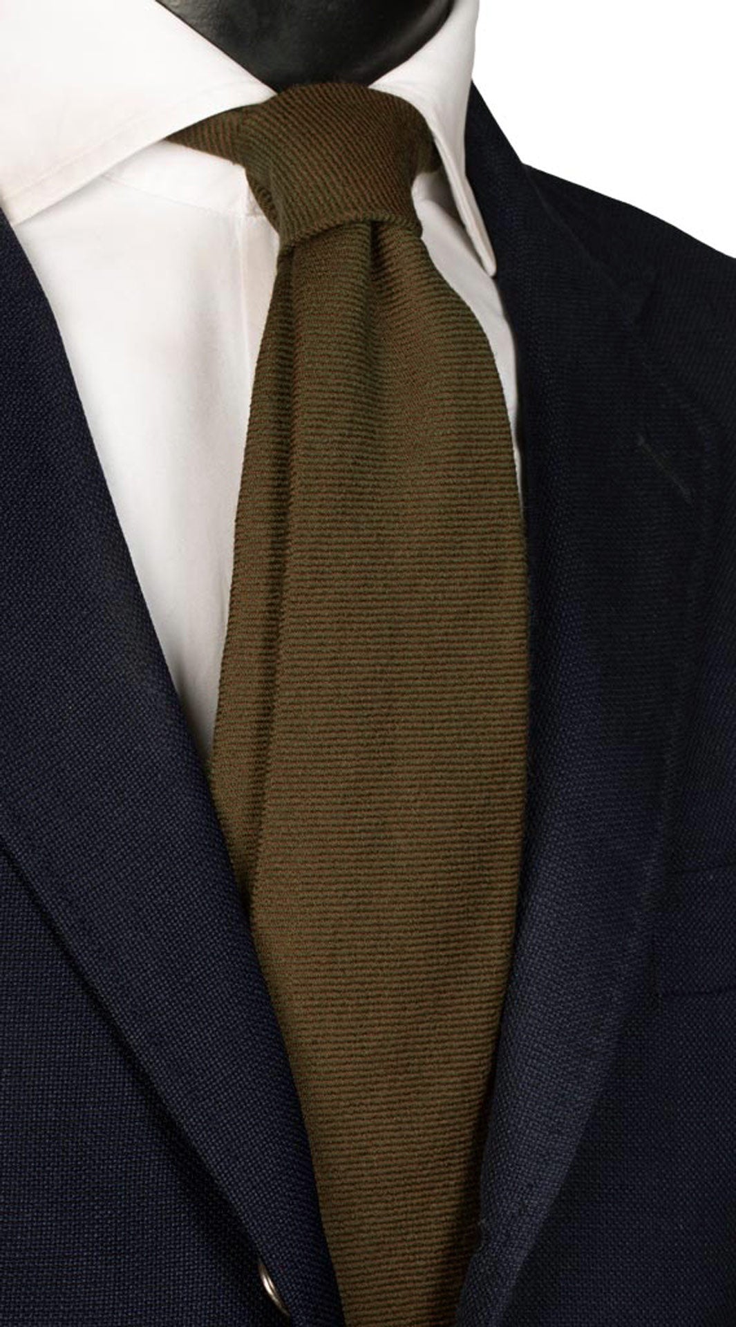 Man Wool Cashmere Tie Green Brown Pattern L897