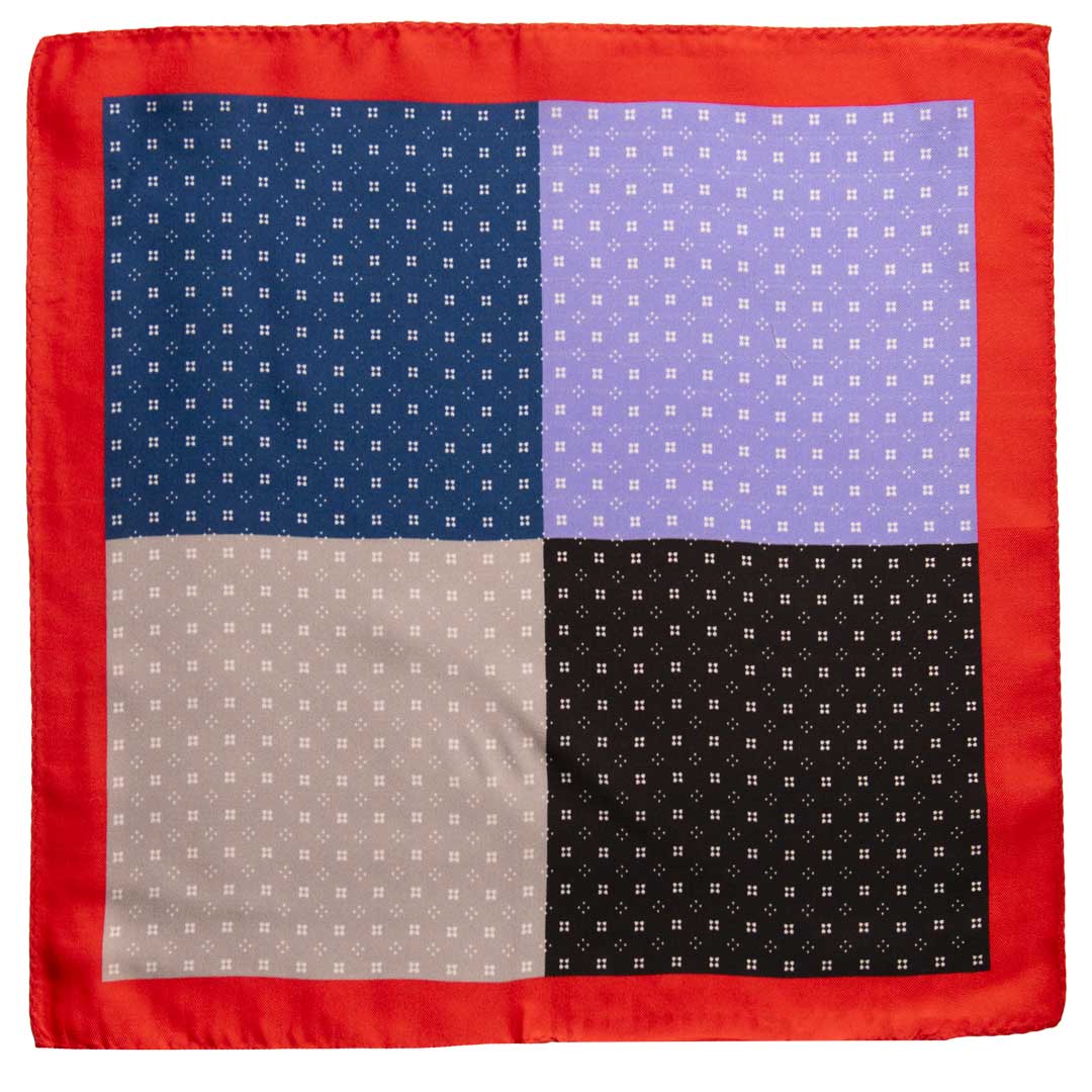 Fazzoletto da Taschino Vintage di Seta Fantasia Multicolor POCV730