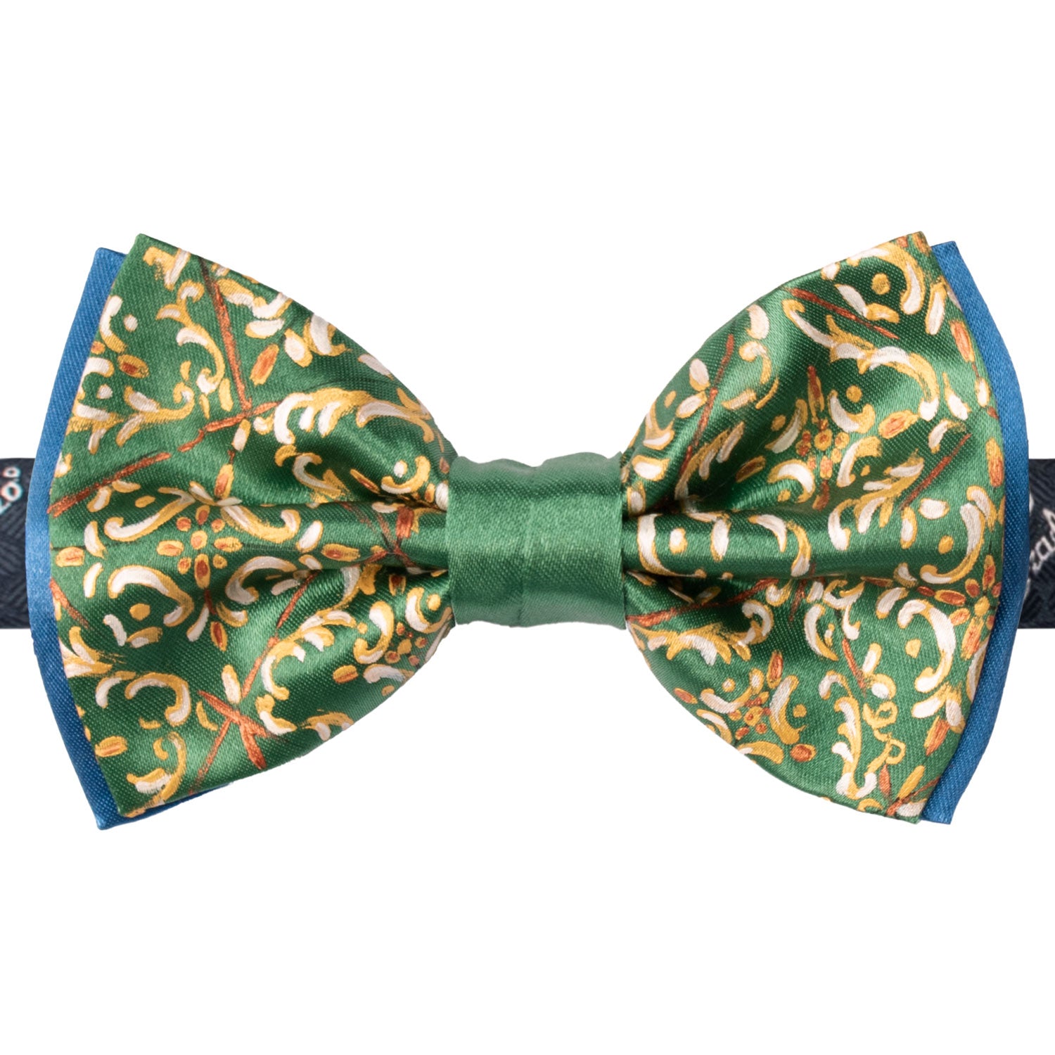 Man Sicilian Sartorial Hand Painted Green Pre-Tied Bow Tie by Giovanna