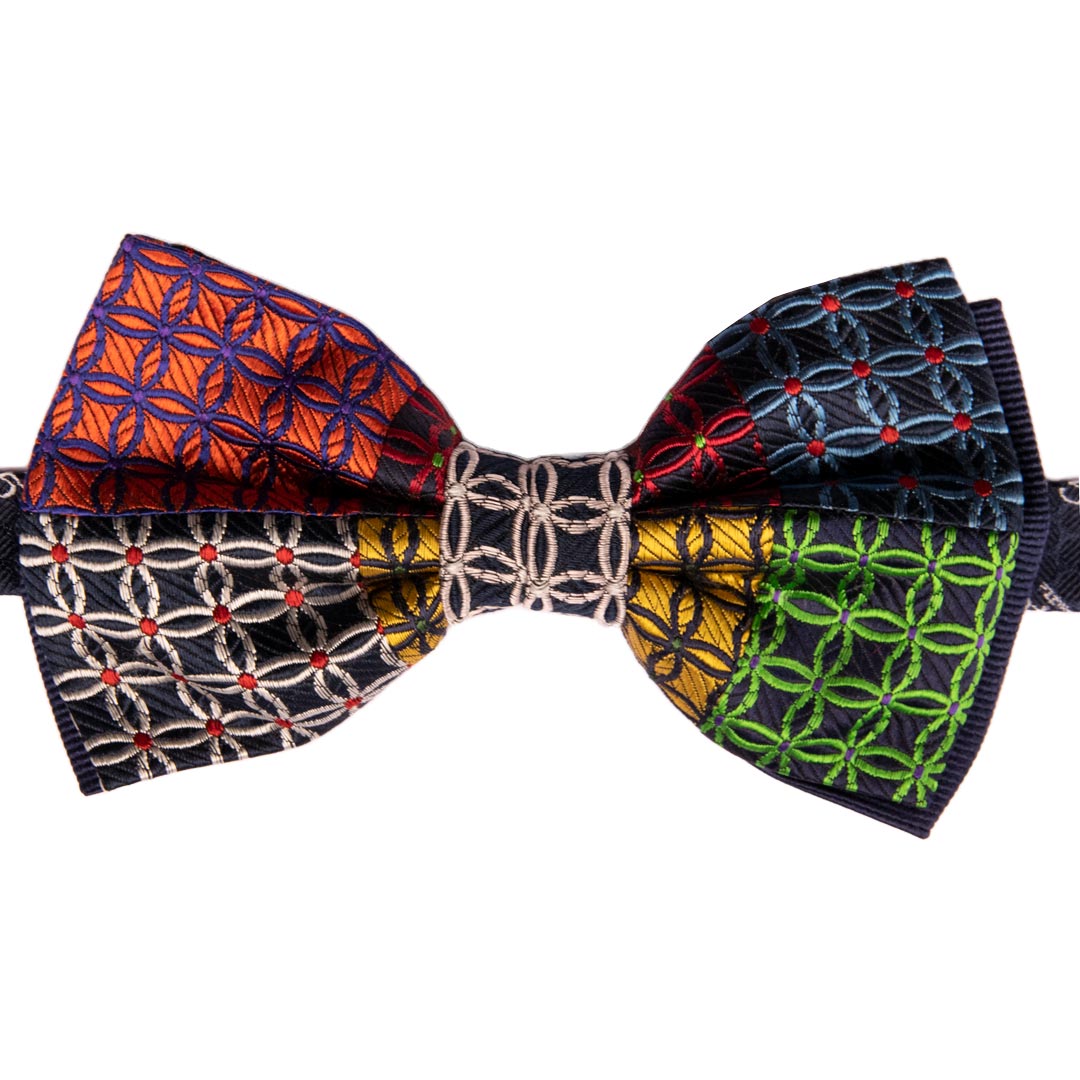 Papillon Annodato Patchwork di Seta Fantasia Multicolor PATCH699